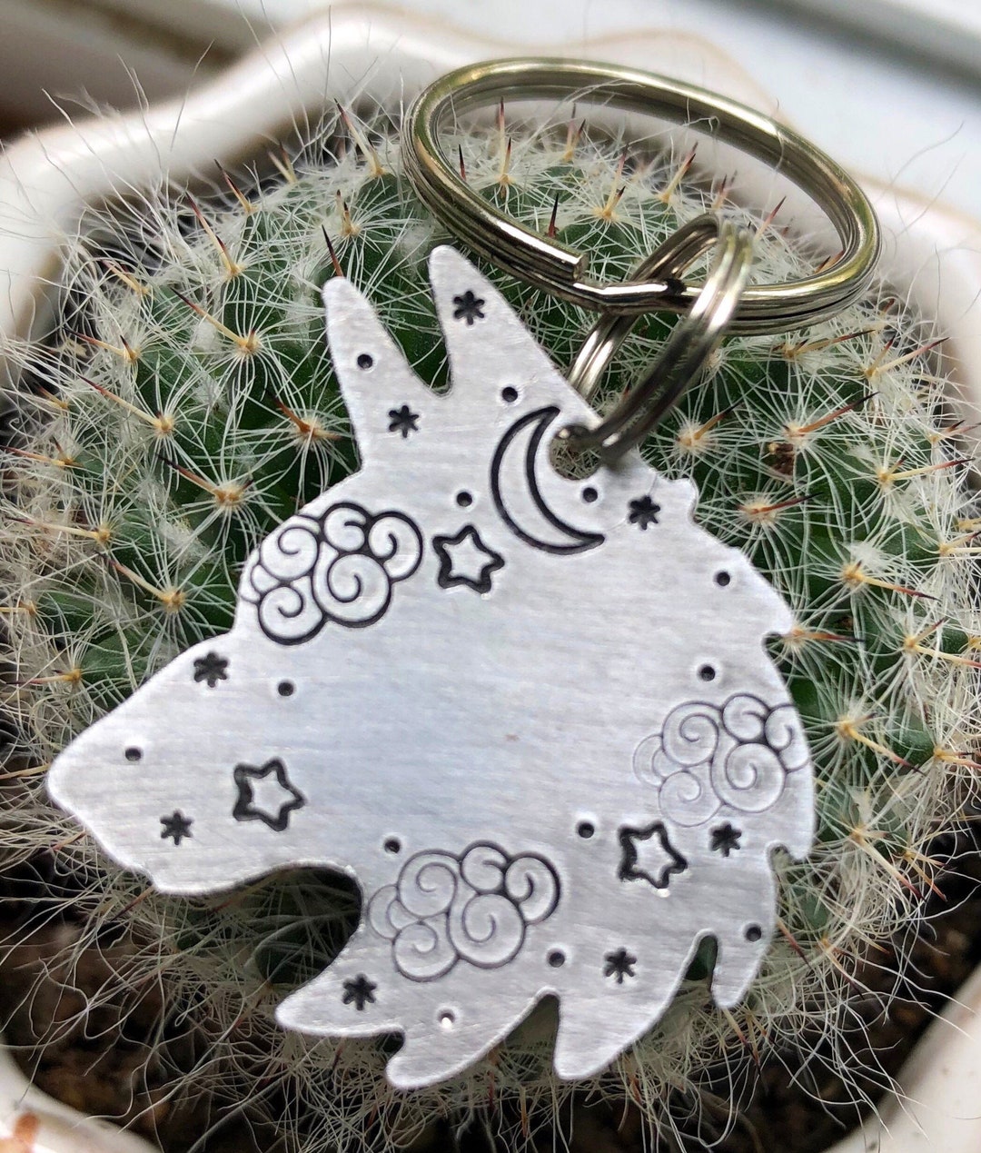 Dog Tags, Night Sky Wolf : Custom Dog Tags, Wolf Shaped Dog Tag, Metal ...