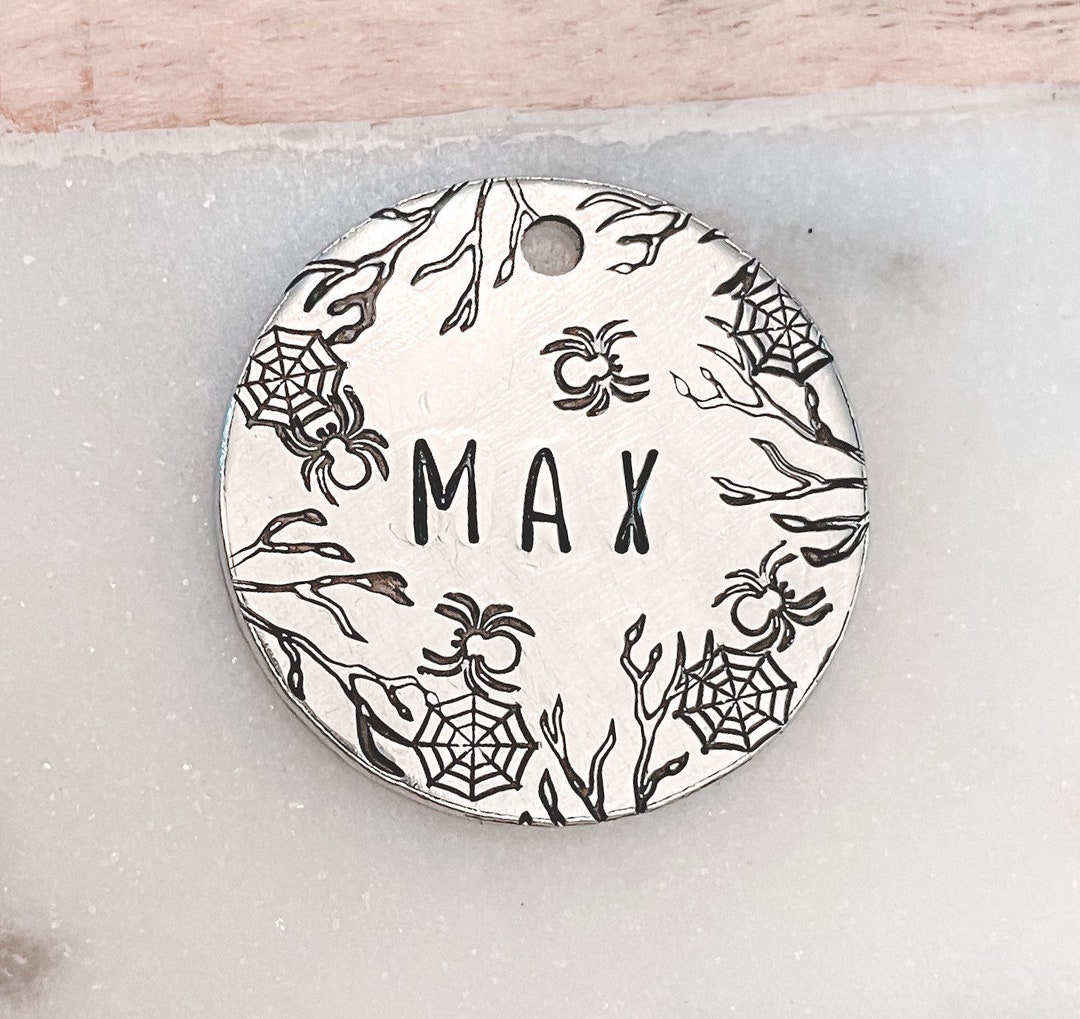 Halloween Dog Tag, Spider Dog Tag, Spiders, Spooky Dog Tags, Custom ...