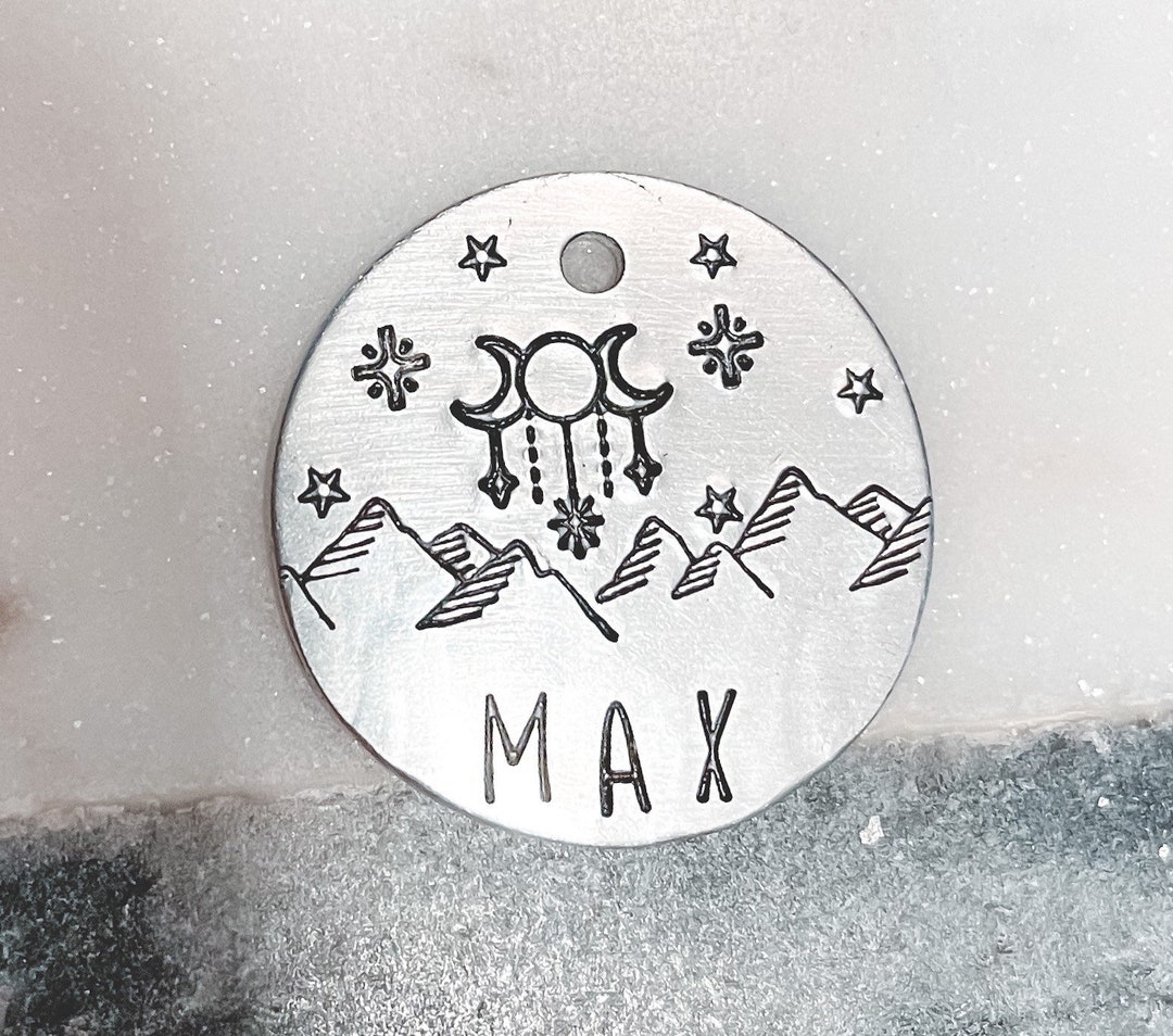Mountain Dog Tag, Dog Tags, Moon Dog Tags, Pet ID Tags, Adventure Dog ...