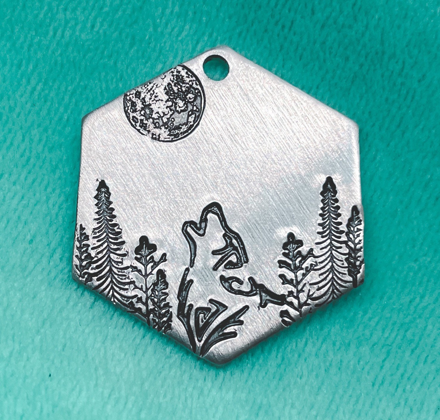Dog Tags Howling Wolf Dog Tag Moon Phase Dog Tag Custom Dog | Etsy
