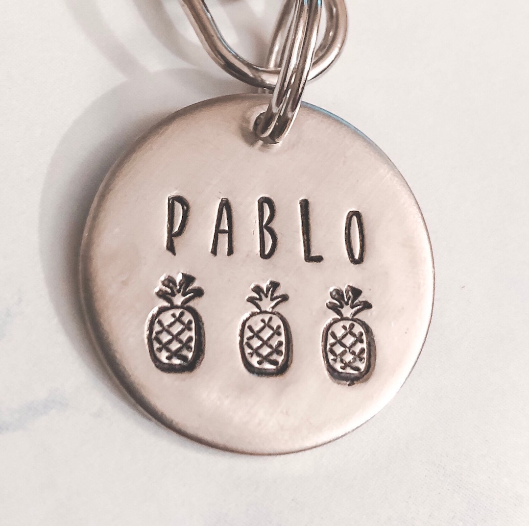 Pineapple Dog Tag : Custom Dog Tag, Hand Crafted, Hand Stamped, Metal ...