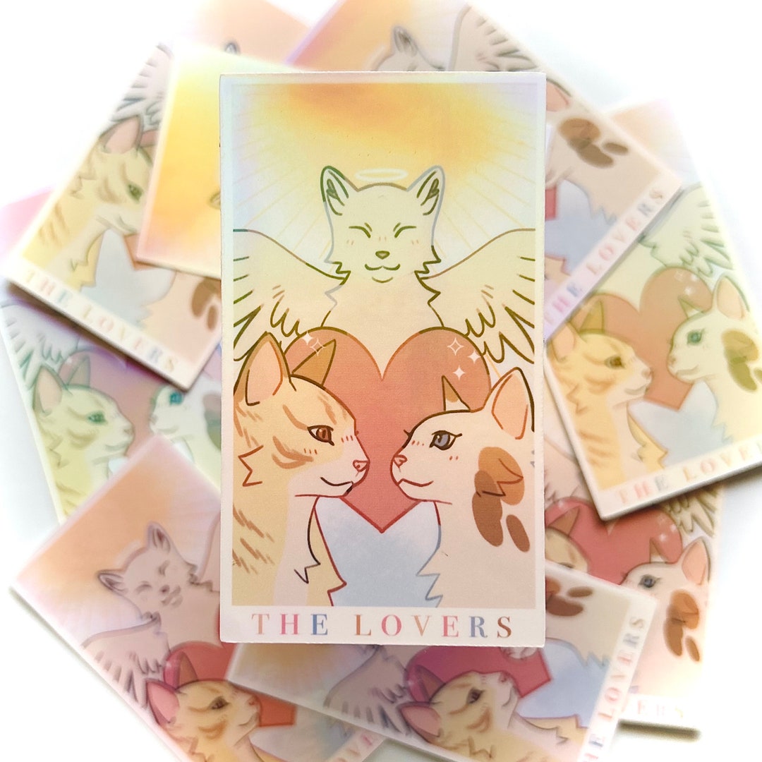 Cat Lovers Tarot Card Holographic Sticker Water Resistant Laptop ...