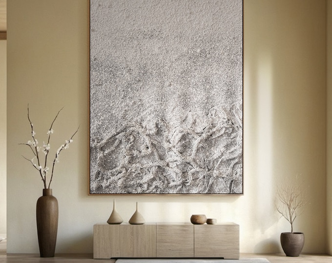 Beige Wabi Sabi Painting Pure Beige Wall Art Larger Bige Wall Art ...