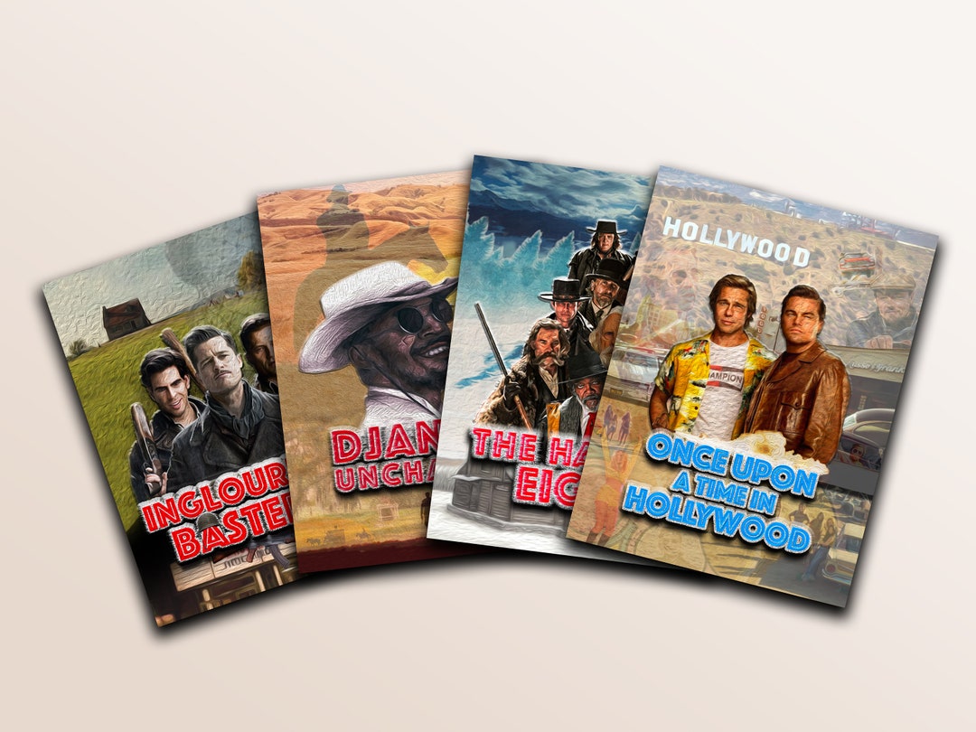4 Pack - Quentin Tarantino - Film Poster Series - Inglourious Basterds - Django Unchained ...