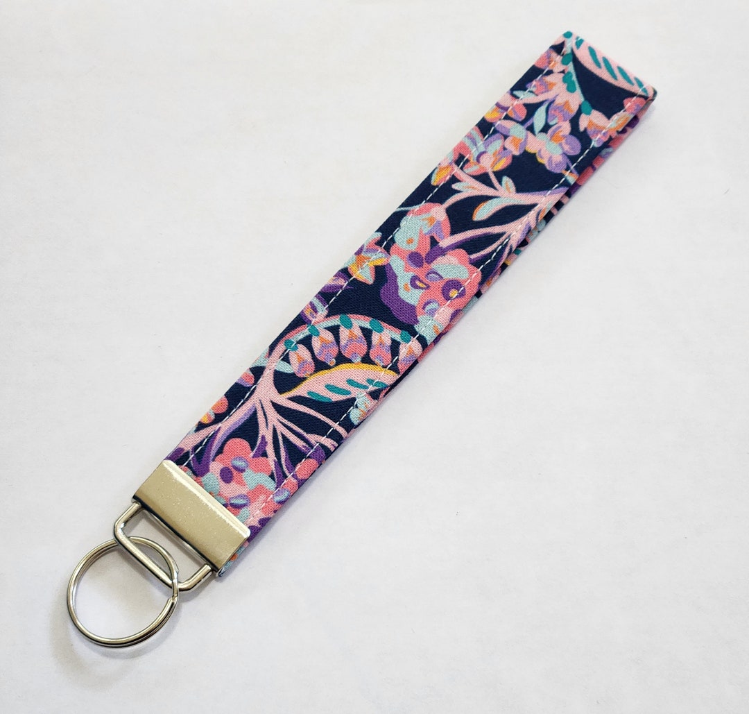 Pink Floral Print Keyfob/keychain Wristlet - Etsy