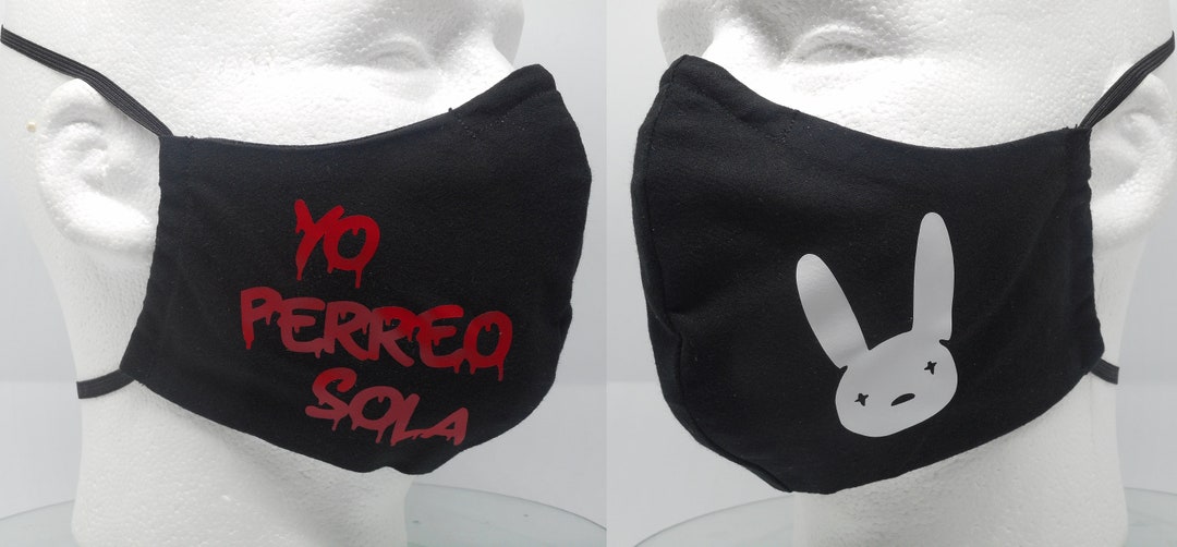 Bad Bunny Themed Mask Reusable 100% Cotton With Filter Pocket, 2 ...