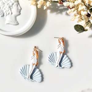 Birth of Venus Statement Earrings, Lightweight and Handmade Polymer ...