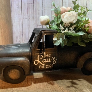 Personalized Rustic Farmhouse Table Top Truck Wedding Centerpiece or ...