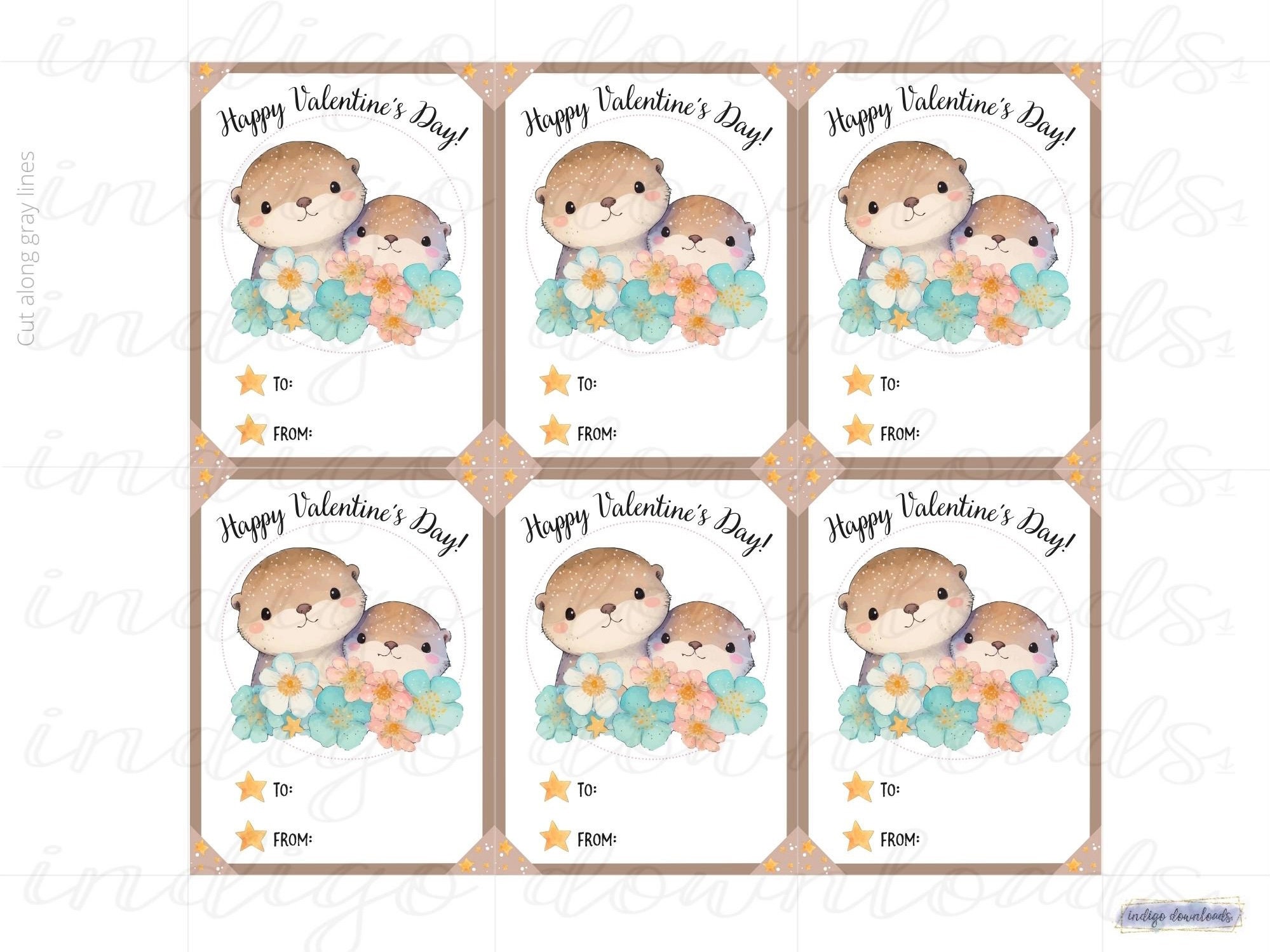 Printable Valentine Cards Instant Digital Download, Otter Valentines ...