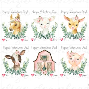 Cute Farm Animal Printable Valentine Cards, Instant Digital Download ...