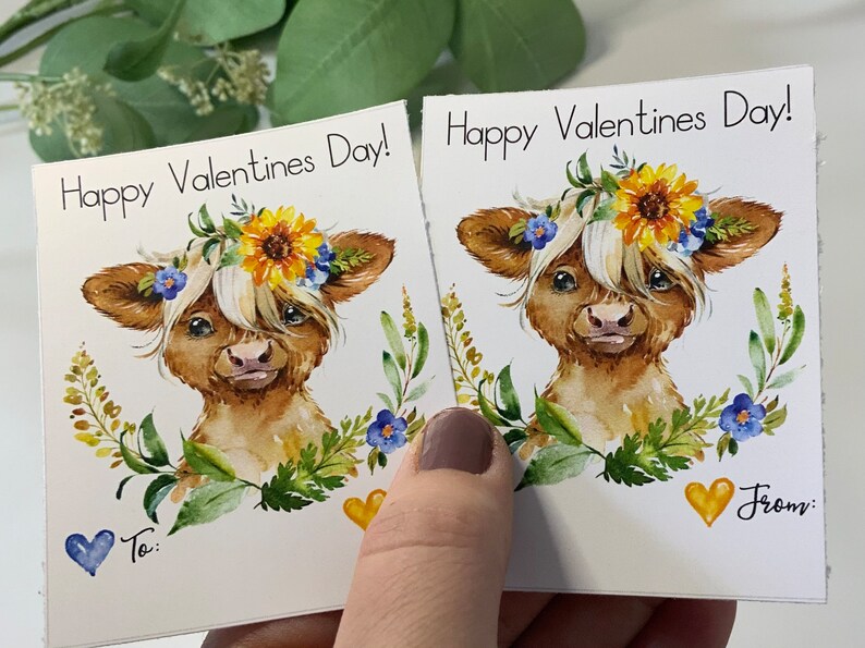 Printable Highland Cow Valentines Cards for School Friends, Instant ...