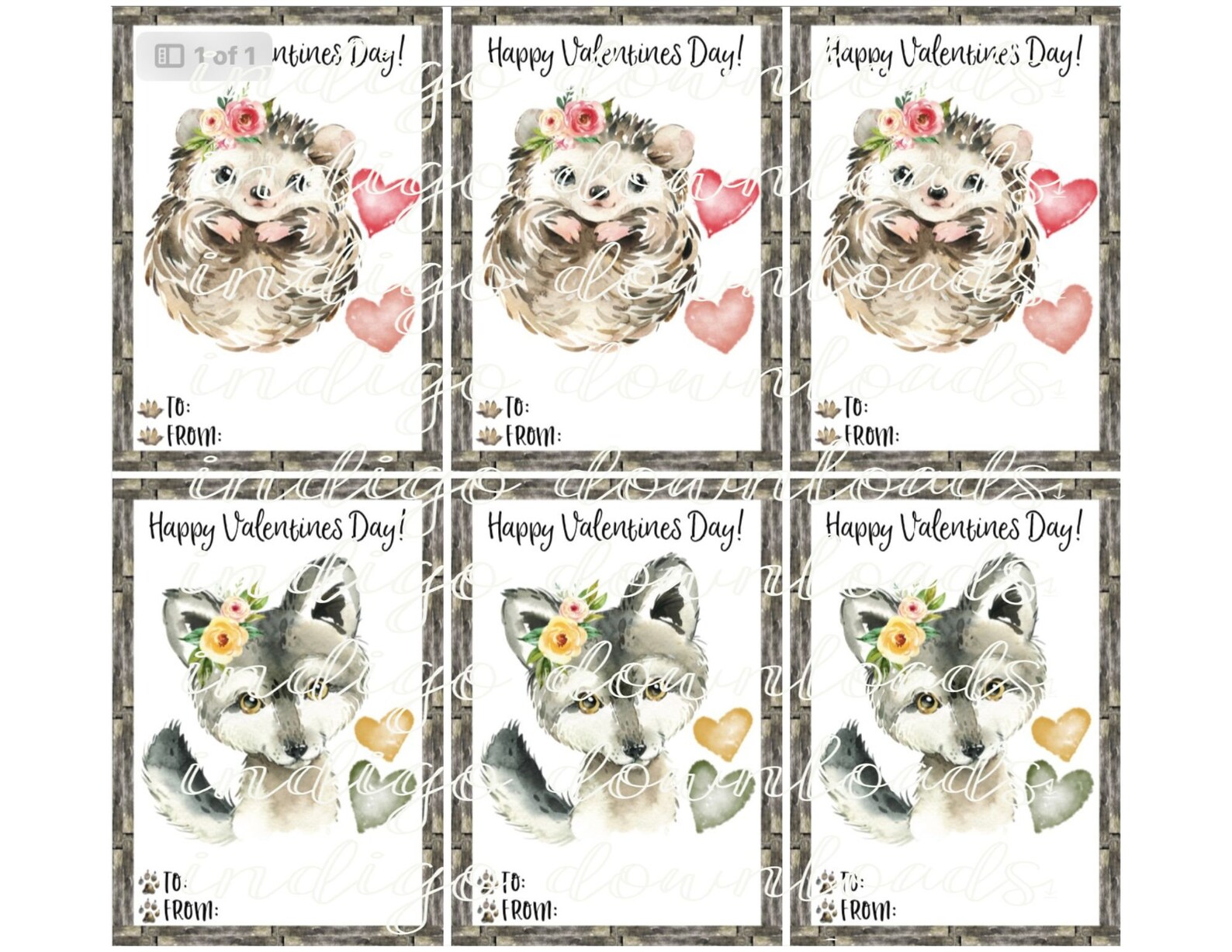 Printable Valentine Cards Instant Digital Download, Woodland Animals ...