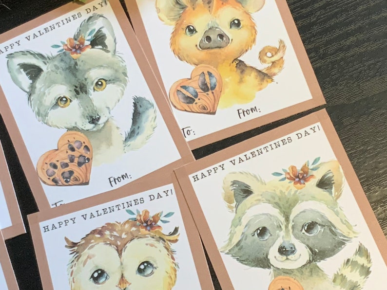 Printable Valentine Cards Instant Digital Download, Woodland Animals ...