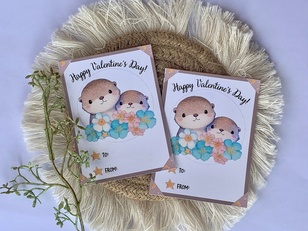 Printable Valentine Cards Instant Digital Download, Otter Valentines ...