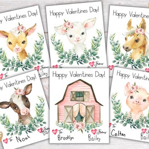 Cute Farm Animal Printable Valentine Cards, Instant Digital Download ...