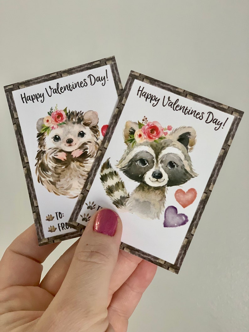 Printable Valentine Cards Instant Digital Download, Woodland Animals ...