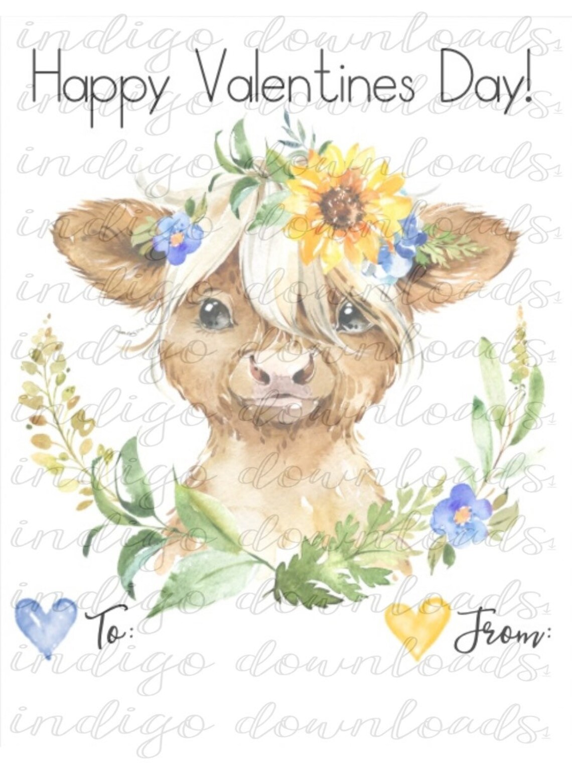 Printable Highland Cow Valentines Cards for School Friends, Instant ...