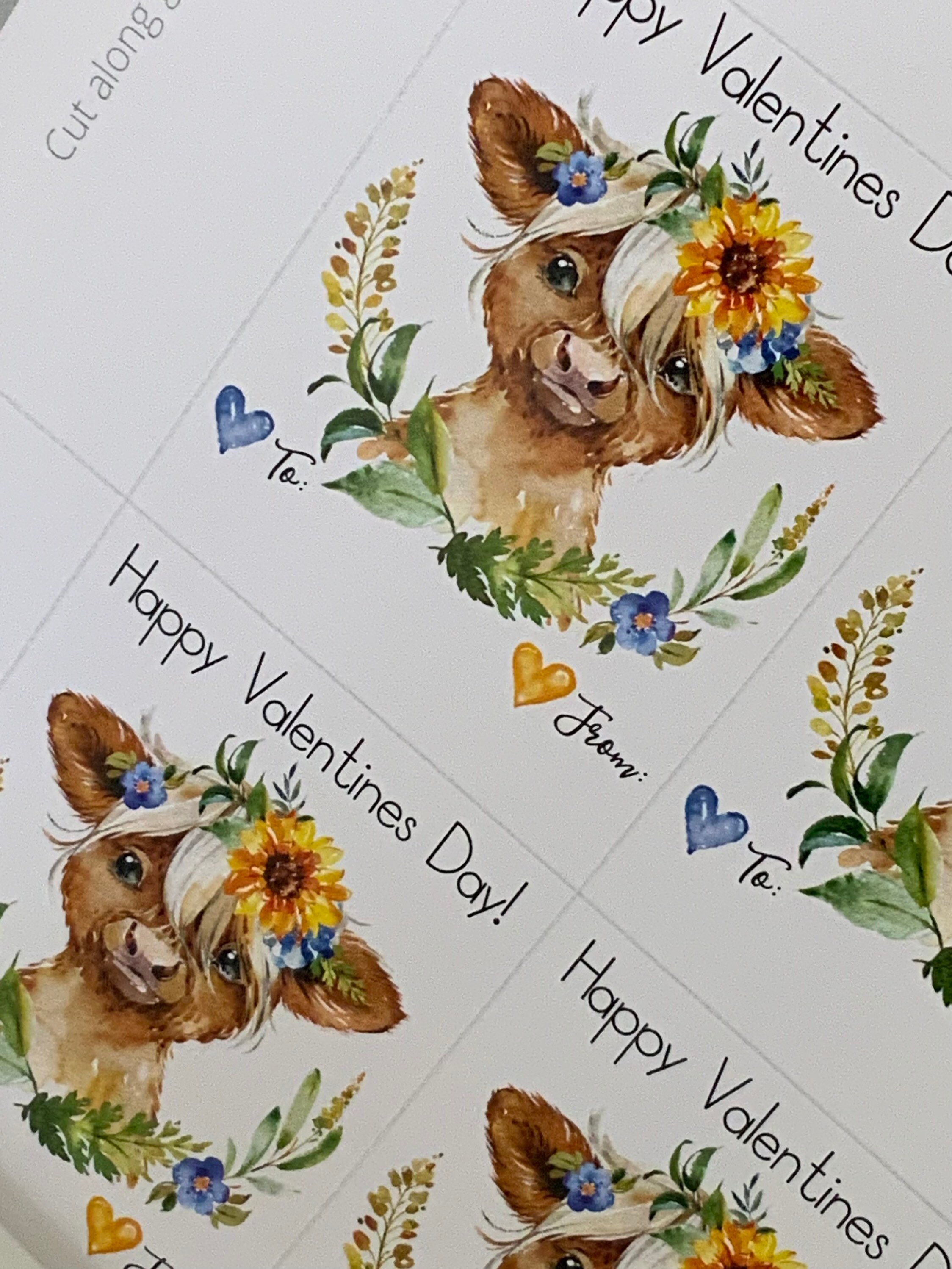 Printable Highland Cow Valentines Cards for School Friends, Instant ...