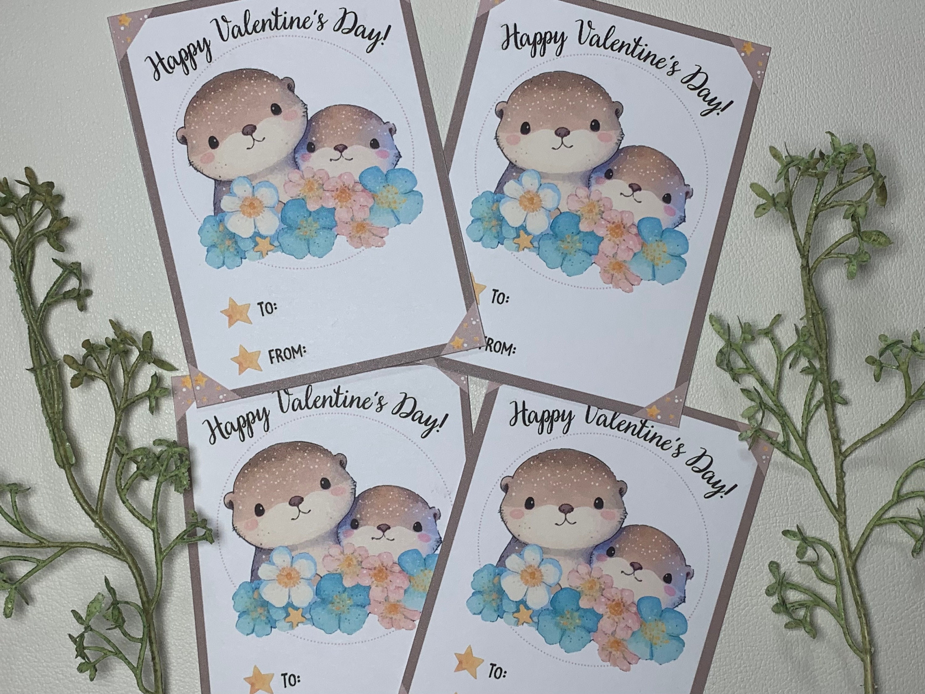 Printable Valentine Cards Instant Digital Download, Otter Valentines ...