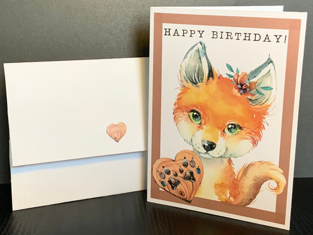 Printable Birthday Card and Envelope, Woodland Fox Happy Birthday Card ...