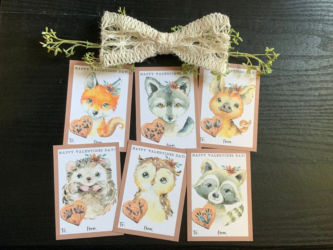 Printable Valentine Cards Instant Digital Download, Woodland Animals ...