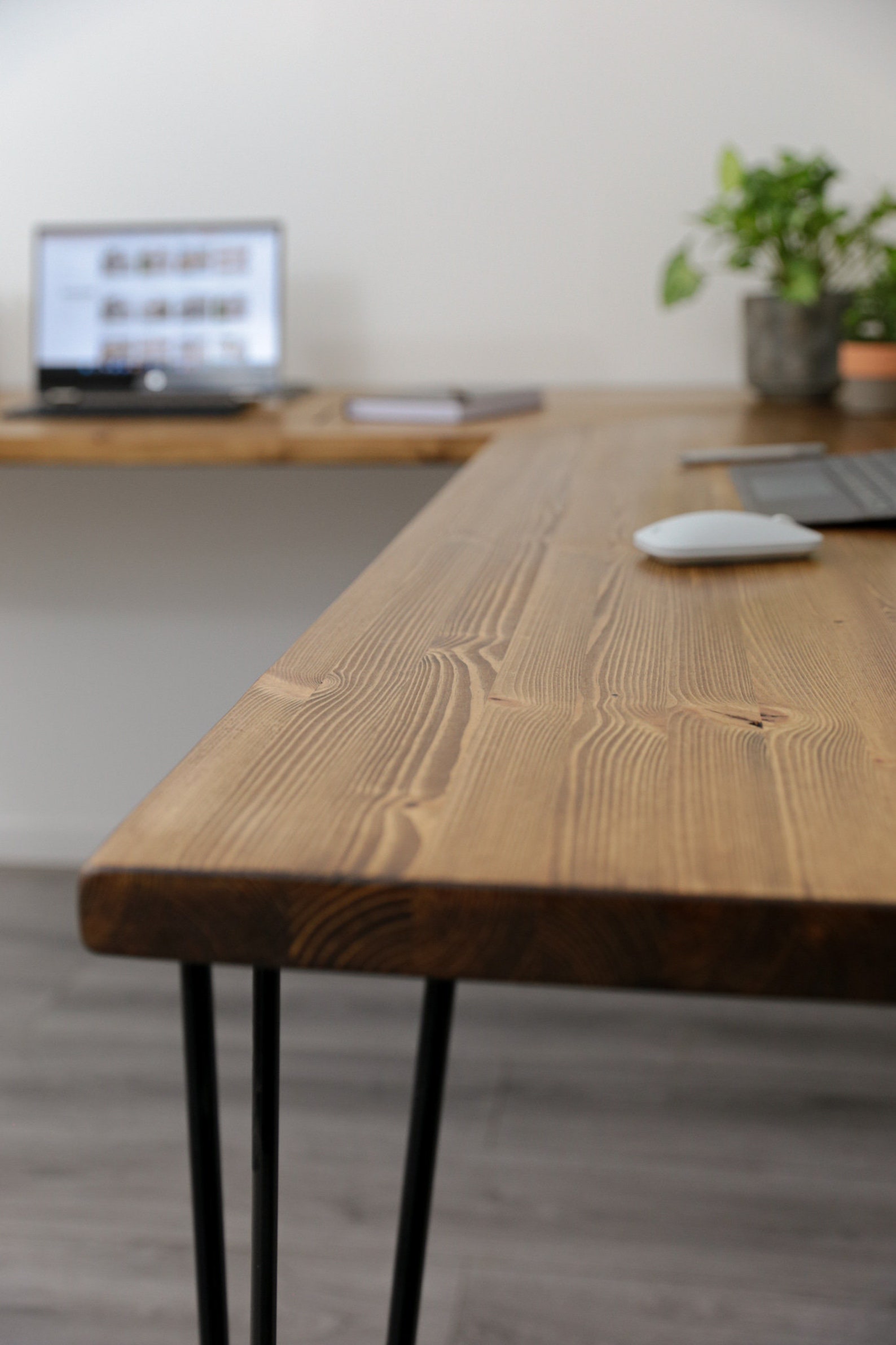 Bespoke Wooden Corner Desk L Shape Desk Hairpin Legs - Etsy UK