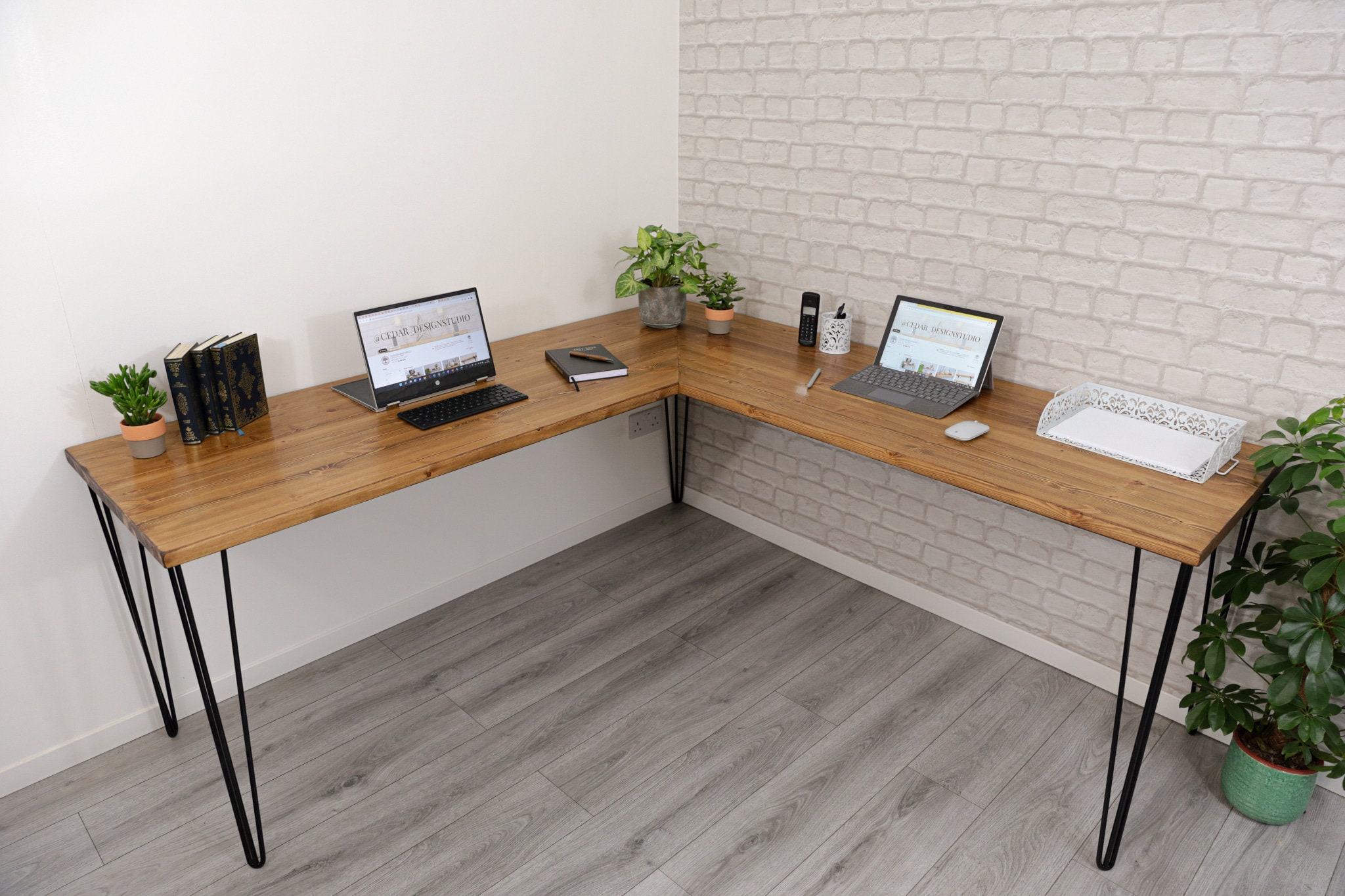 Bespoke Wooden Corner Desk L Shape Desk Hairpin Legs - Etsy UK
