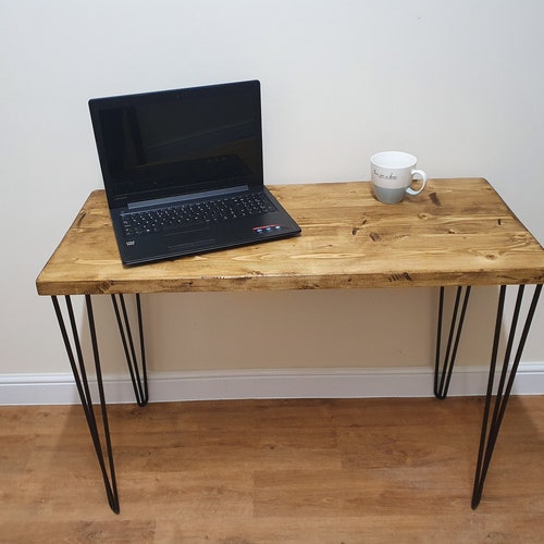 Office Desk Handcrafted Using Rustic Solid Wood Hairpin Leg - Etsy