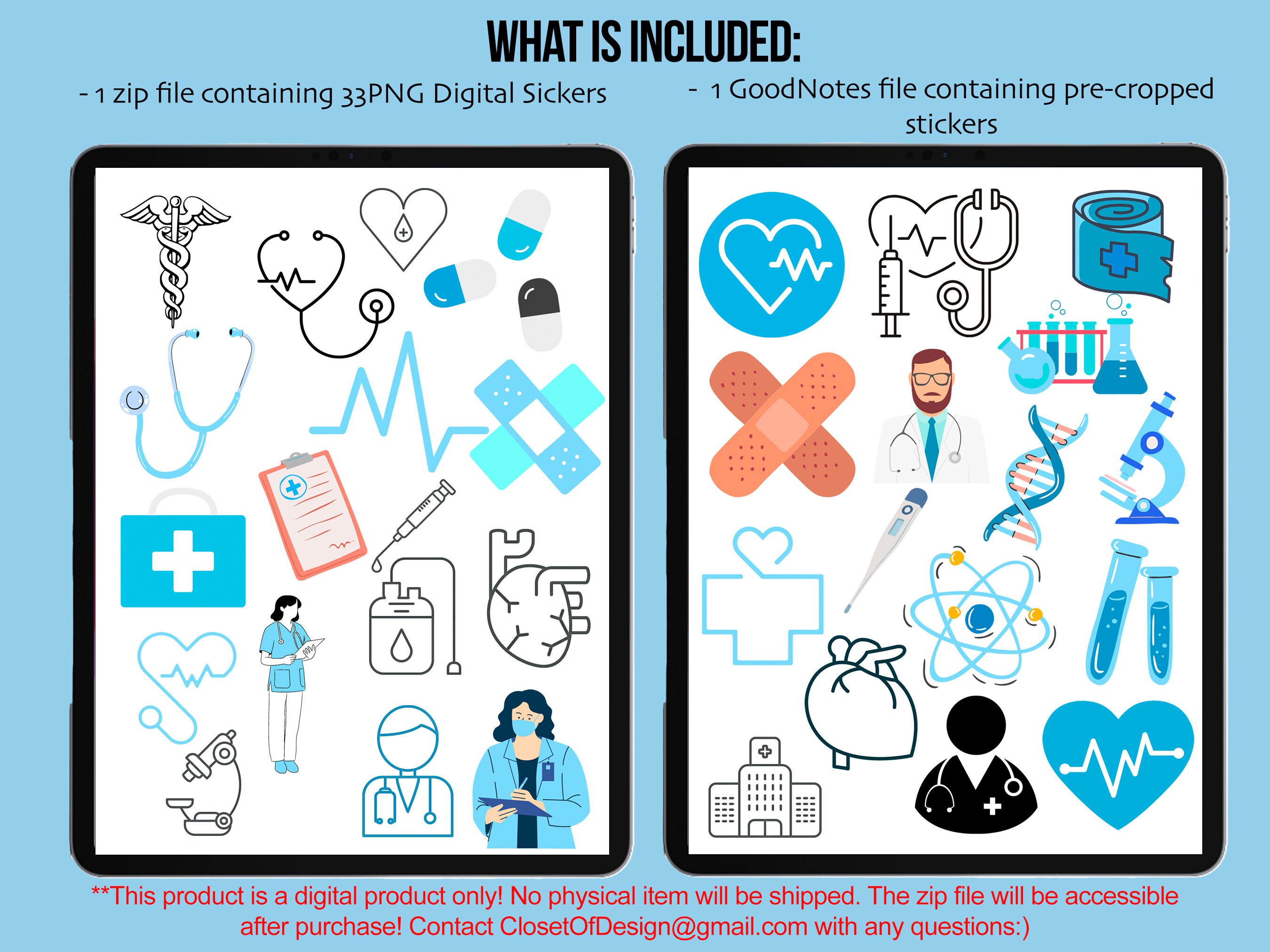 Medical Digital Stickers, Downloadable Stickers, for Study, Student ...