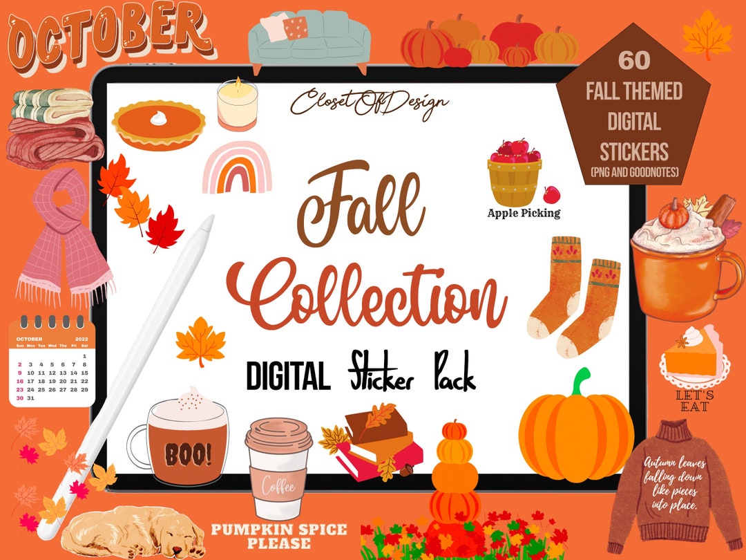 Autumn Digital Sticker Pack, Fall Downloadable Stickers, for Study ...