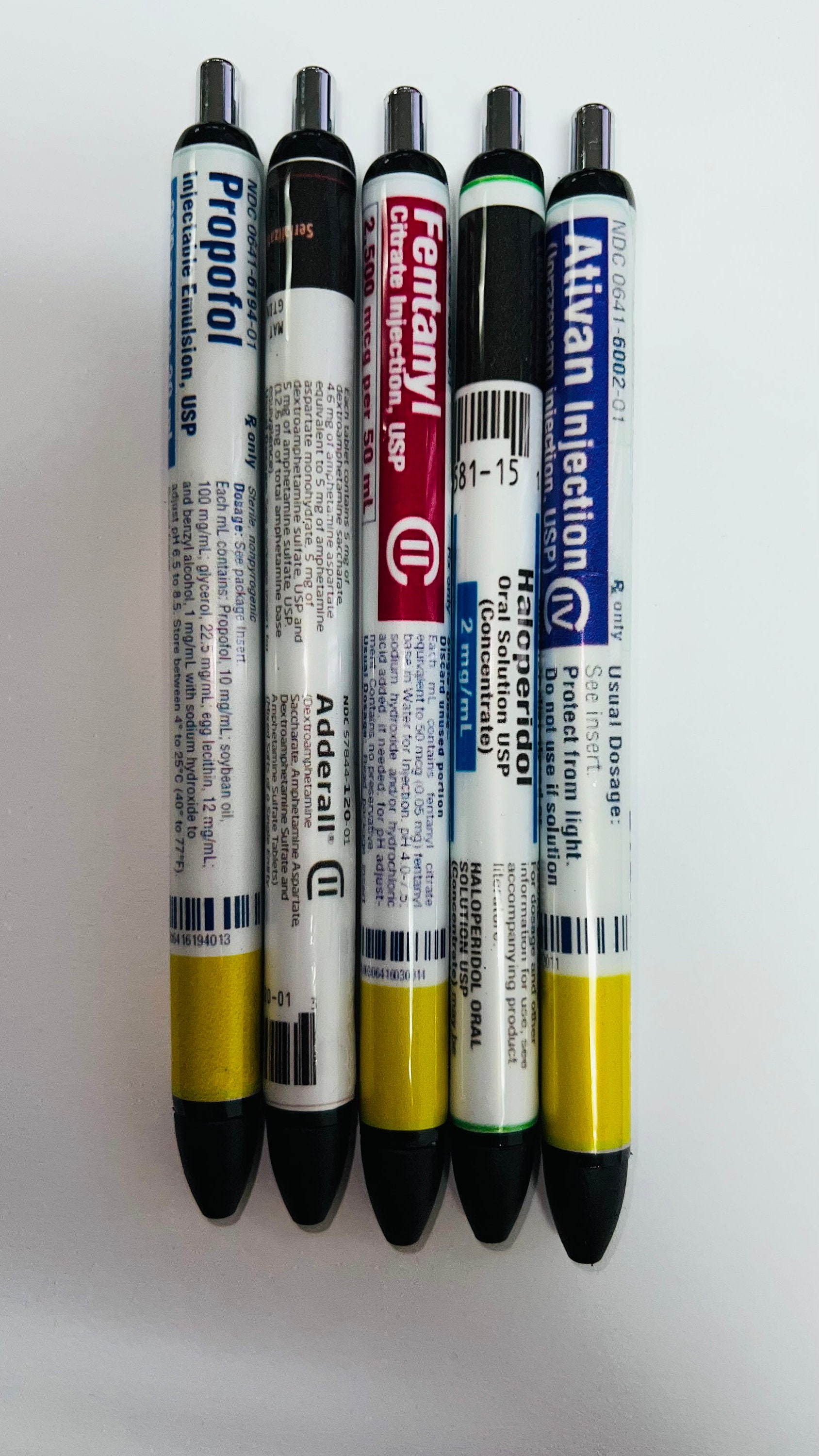 MEDICAL Pens. Ativan, Haloperidol, Fentanyl, Aderall, and Propofol. Set ...