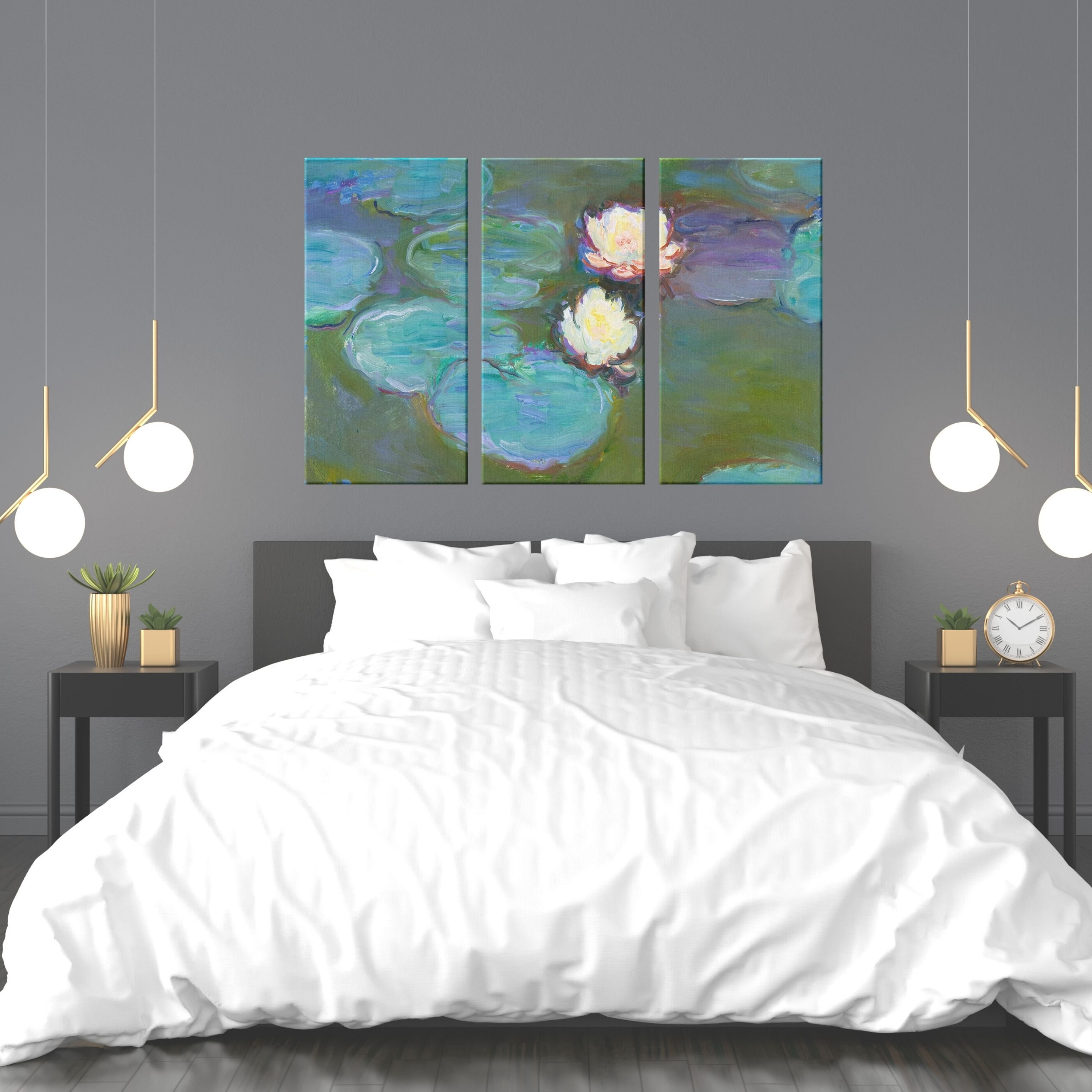 Claude Monet Paintings Triptych, Monet Water Lilies Nympheas, Water ...