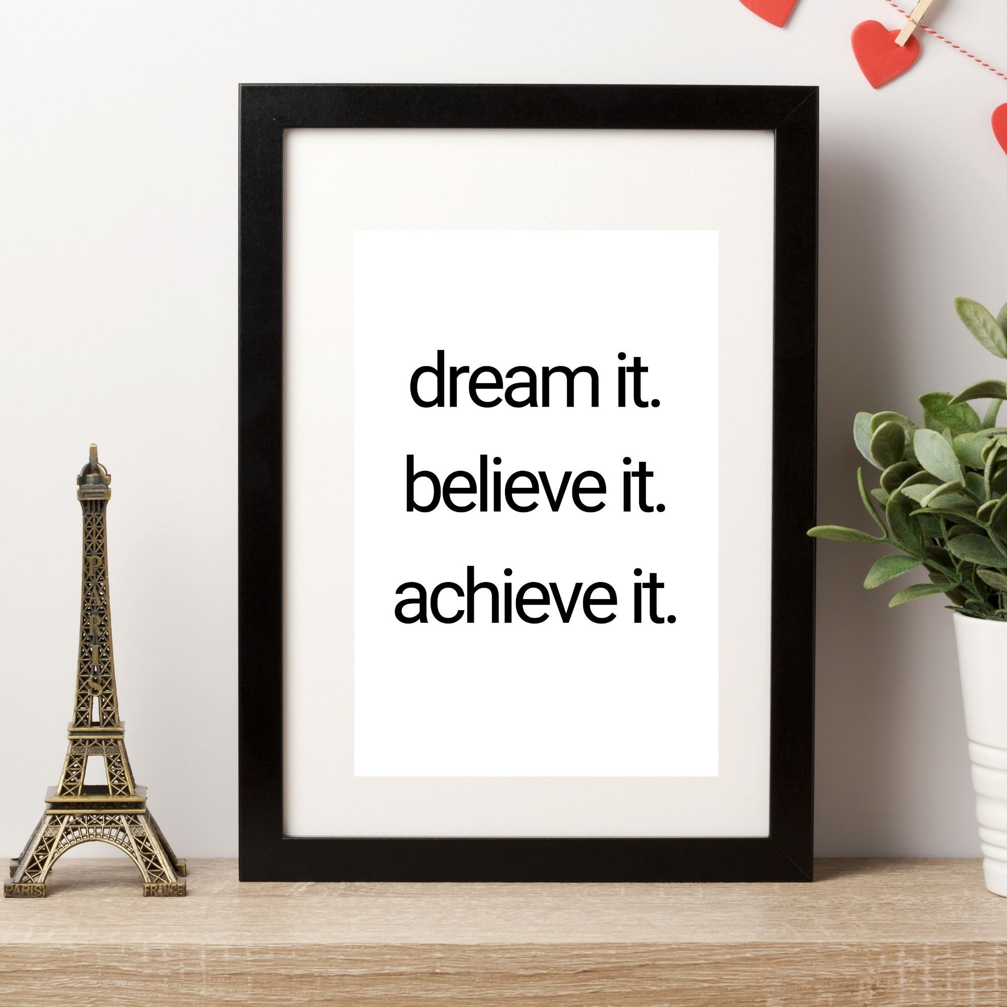 Dream It Believe It Achieve It inspirierende Wandkunst - Etsy.de