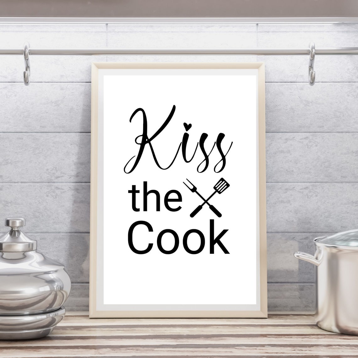 Kiss the Cook, Kiss the Cook SVG, Printable Kitchen Art, Funny Kitchen ...