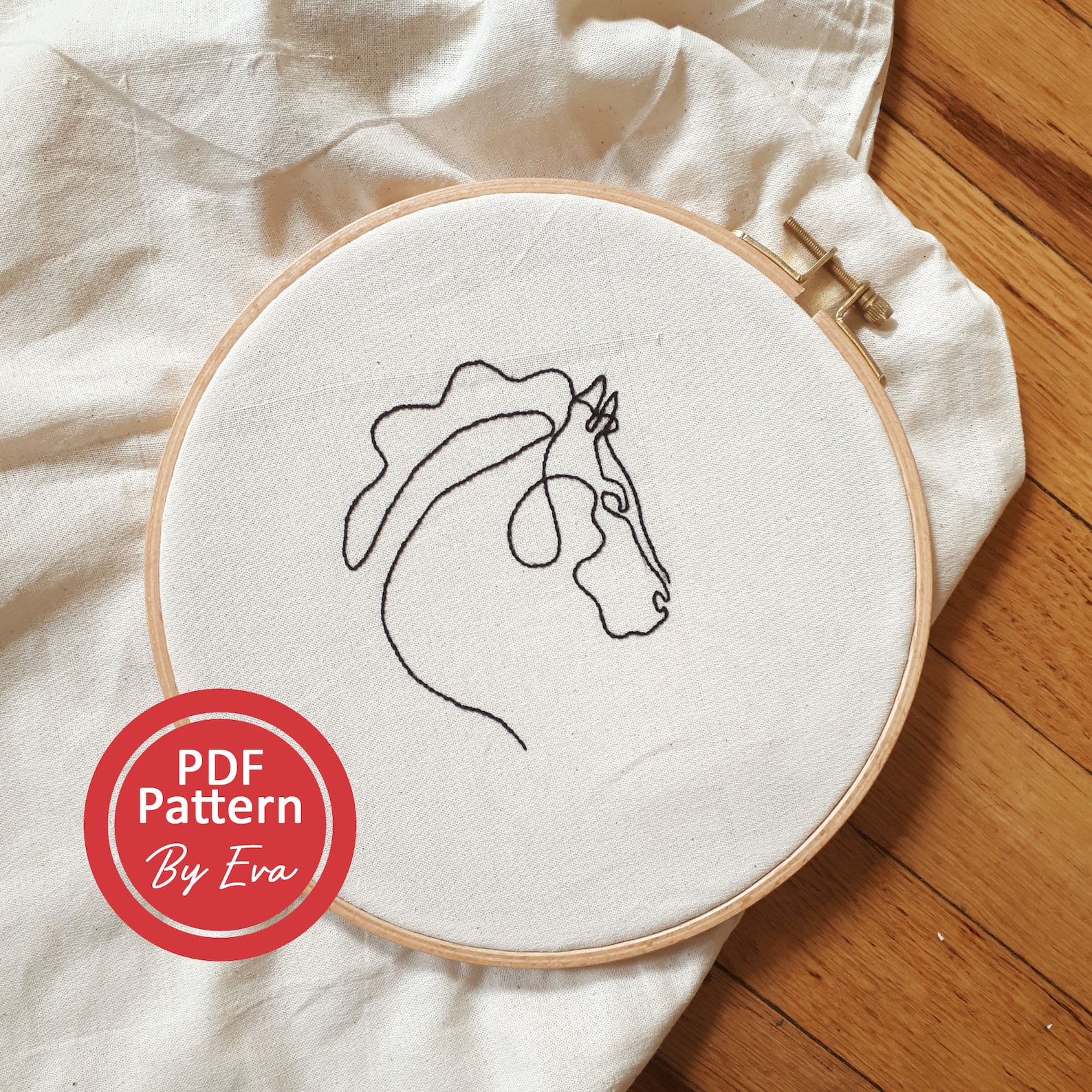 Modern Hand Embroidery PDF Pattern - Beginner Embroidery Horse Design ...