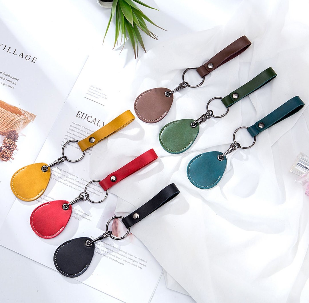 Leather Proximity Key Fob/airtag Cover With Key Chain - Free Engraved ...