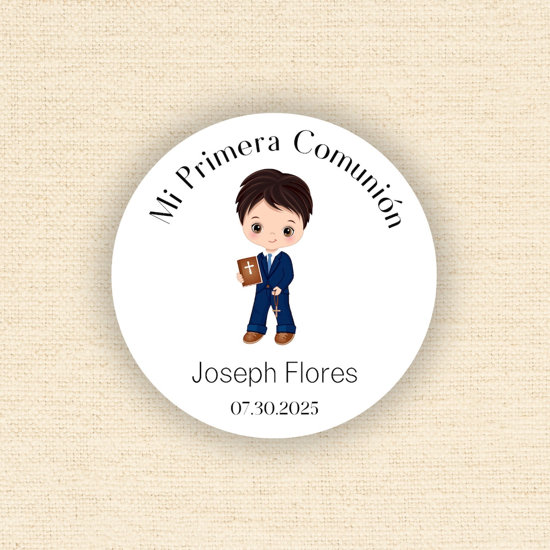 PRINTED Mi Primera Comunion Sticker Niño First Communion Stickers Boy ...