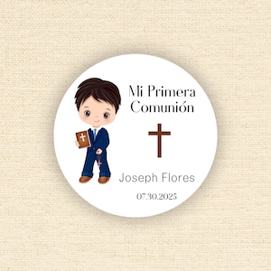 PRINTED Mi Primera Comunion Sticker Niño First Communion Stickers Boy ...