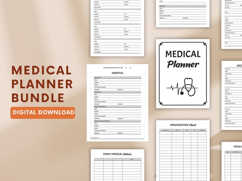Medical Planner Bundle: Family Health Tracker (printable PDF) - Etsy