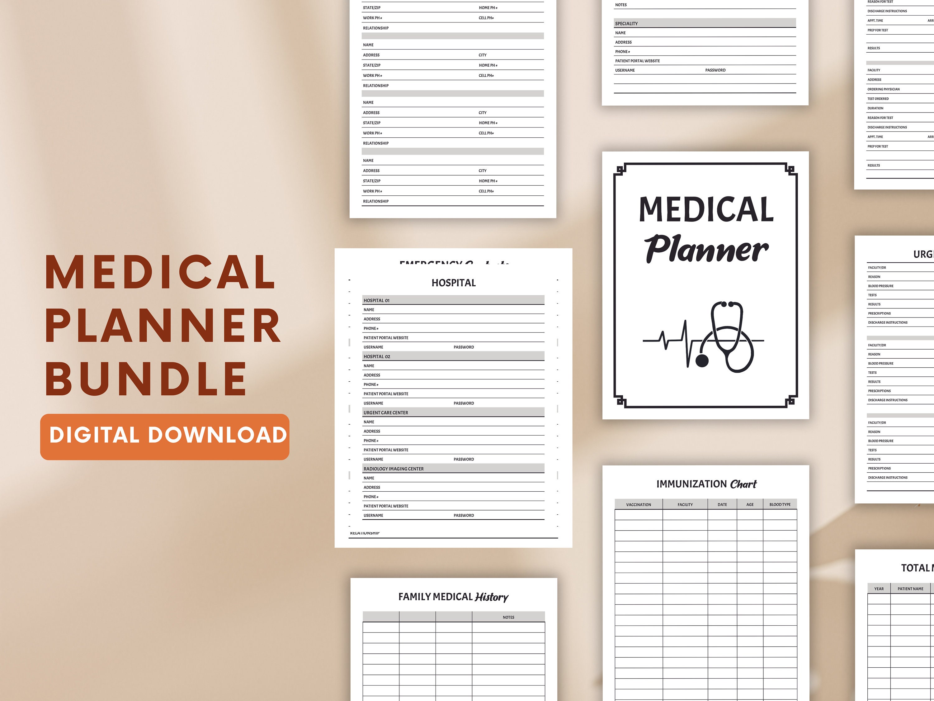 Medical Planner Bundle: Family Health Tracker (printable PDF) - Etsy