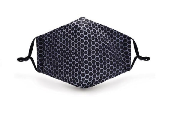 Black Mesh Face Mask Filter Pocket & Adjustable Earloops | Etsy