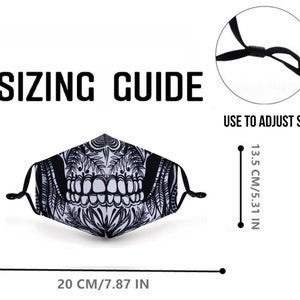 Custom Hand Made Skull Face Mask Reusable and Washable With - Etsy