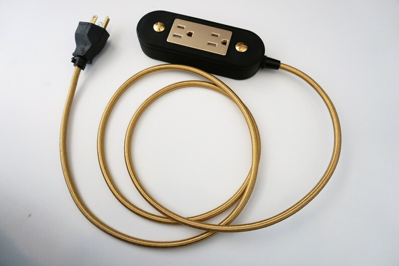 Gold & Black Wall Outlet Extension Cord - Etsy