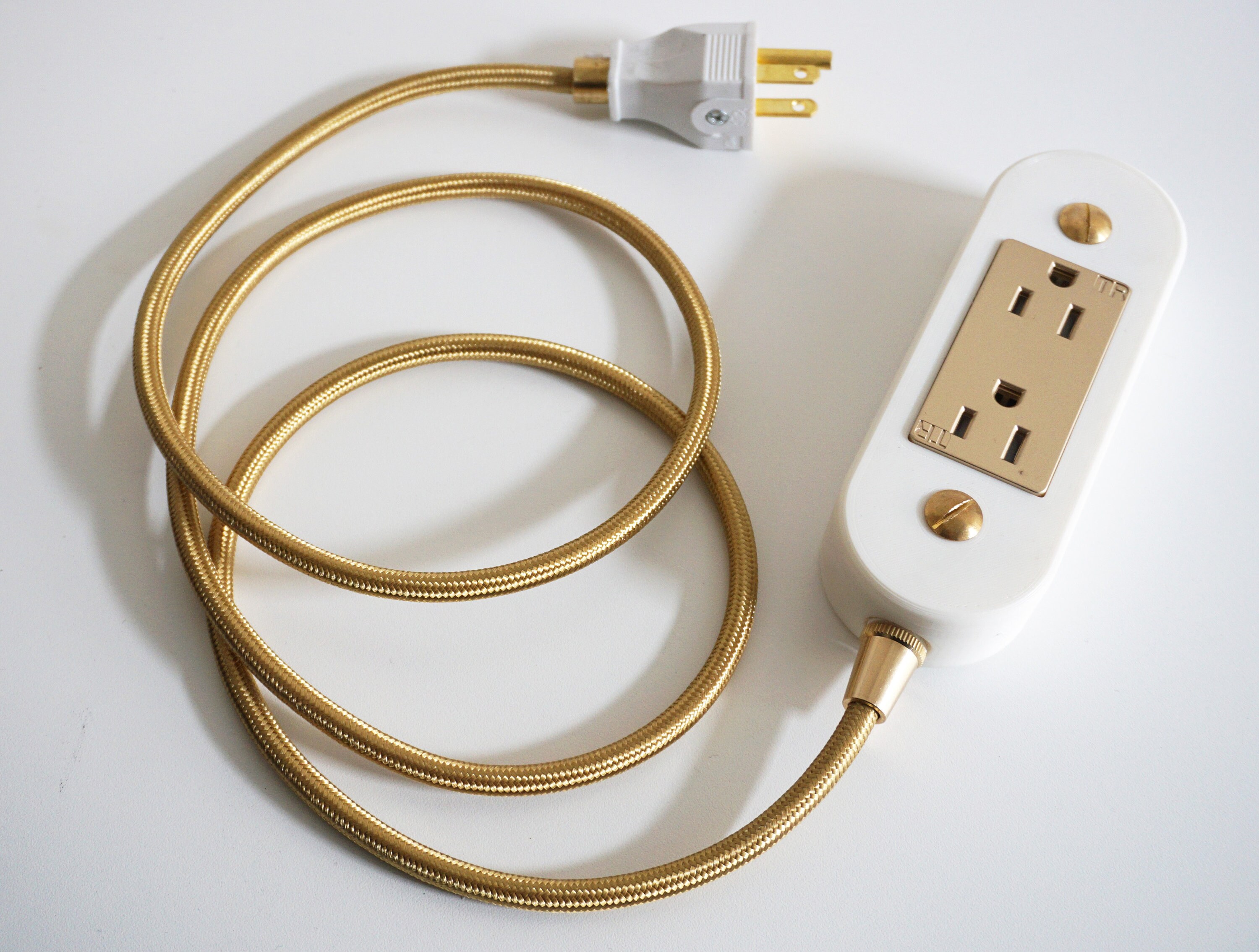 White & Gold Wall Outlet Extension Cord - Etsy