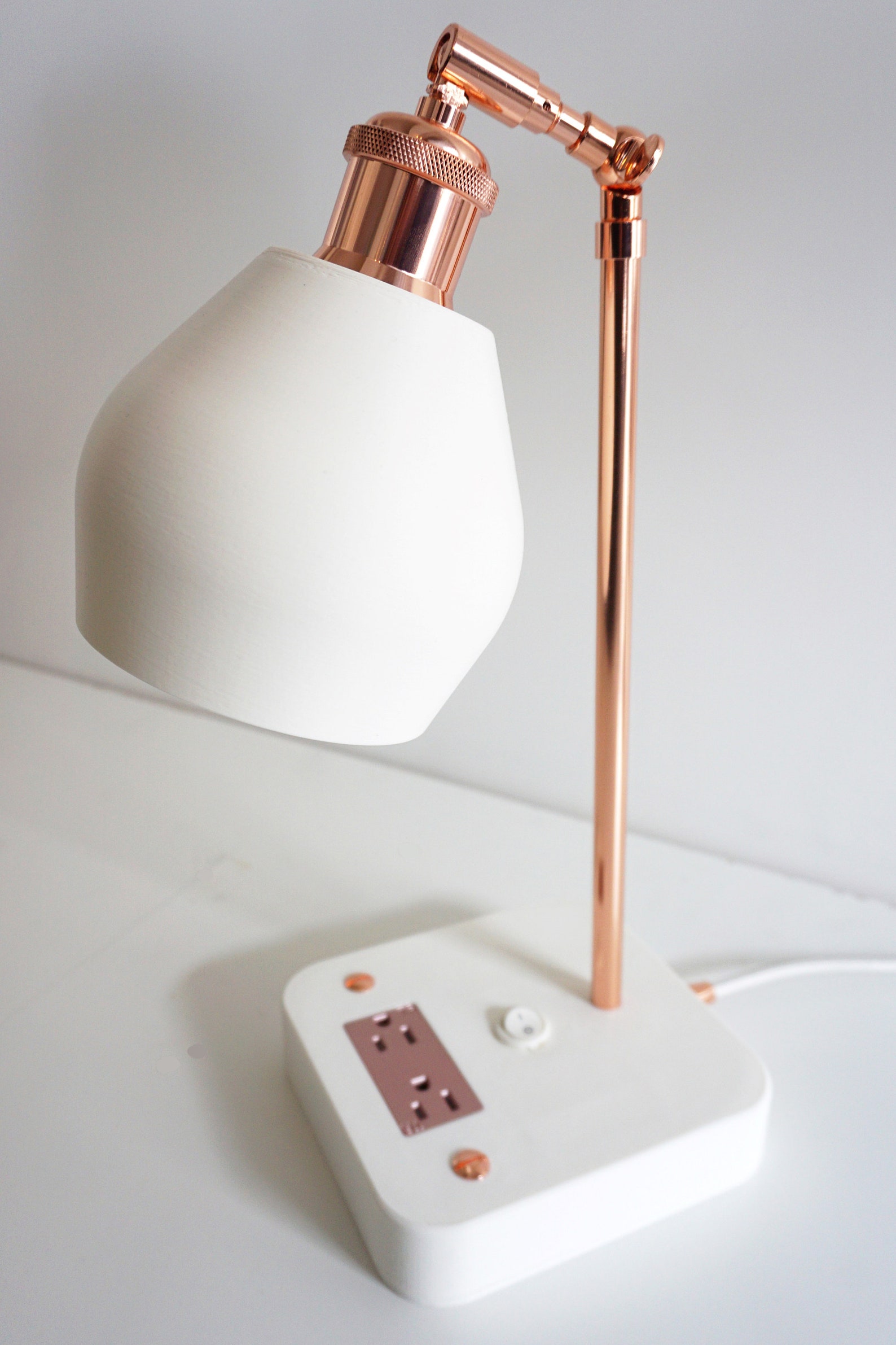 Rose Gold Desk Lamp With Outlet - Etsy