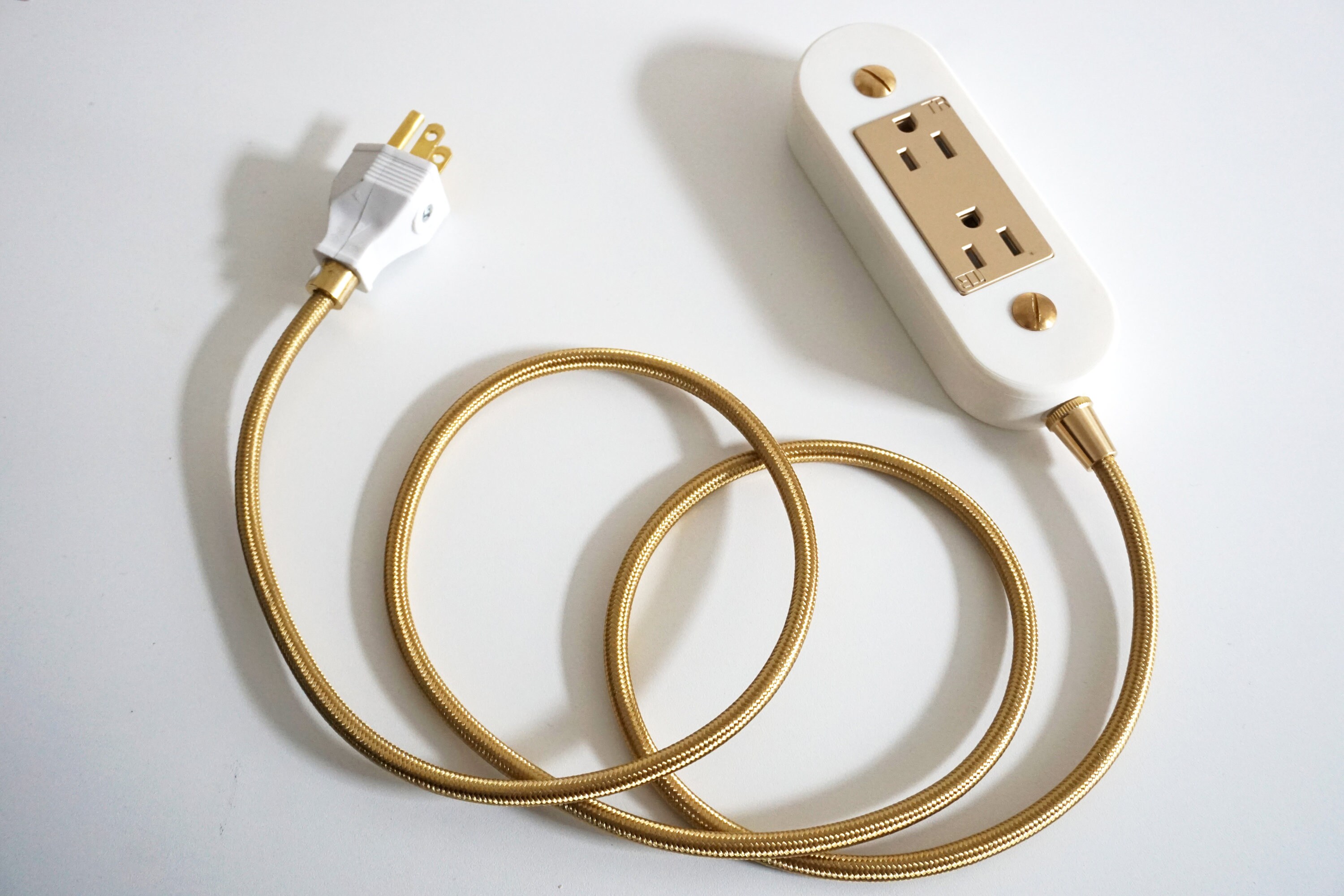 White & Gold Wall Outlet Extension Cord - Etsy