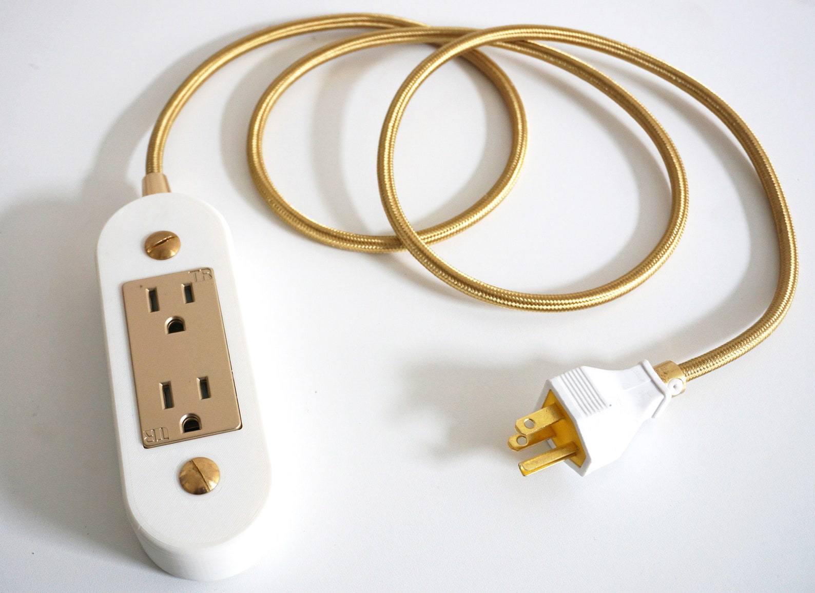 White & Gold Wall Outlet Extension Cord - Etsy