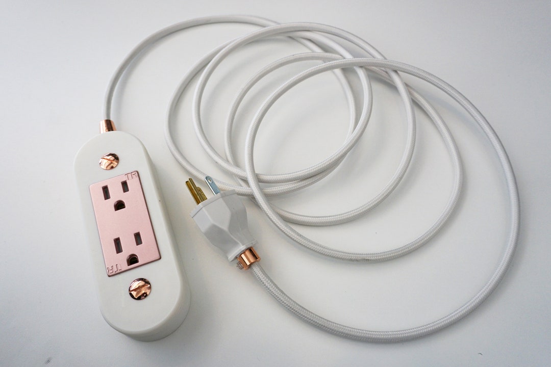 White & Rose Gold Wall Outlet Extension Cord - Etsy