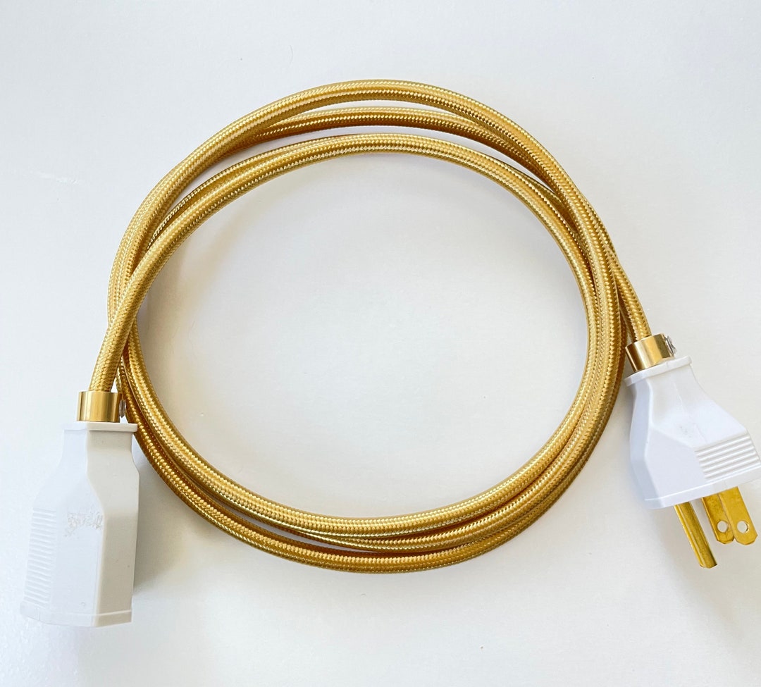 Gold & White Extension Cord Single Plug - Etsy