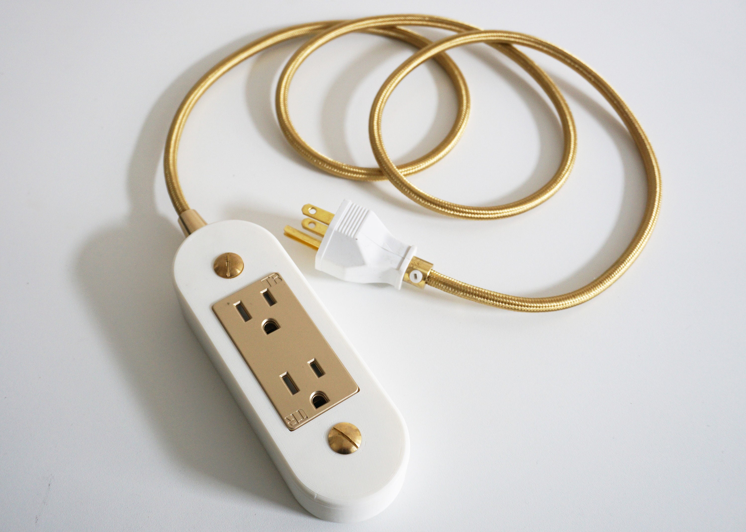 White & Gold Wall Outlet Extension Cord - Etsy